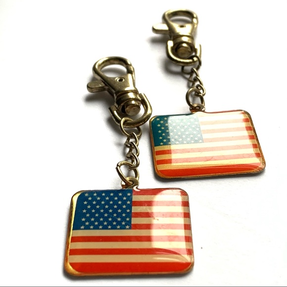 Accessories | Vintage Brass Usa American Flag Keychain Set | Poshmark